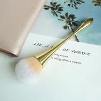 China Single Slim Waist Face Powder Brush Soft Synthetic Hair Gold Handle 1pc for sale