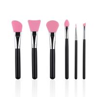 China Custom Silicone Mask Brush Wooden Handle Facial DIY Skincare Brush 6 Pcs for sale