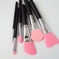 China Custom Silicone Mask Brush Wooden Handle Facial DIY Skincare Brush 6 Pcs for sale