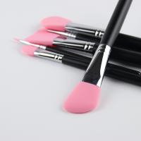 China Custom Silicone Mask Brush Wooden Handle Facial DIY Skincare Brush 6 Pcs for sale