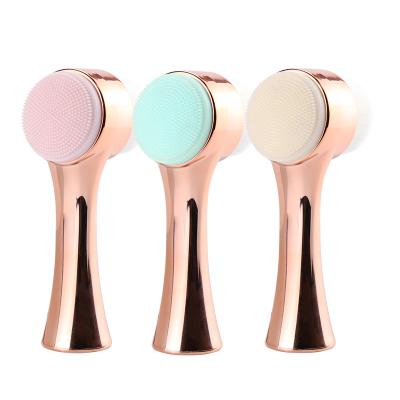 China Double Surface Manual Facial Cleansing Brush Soft Synthetic Hair Silicone 7-10 Day Sample for sale