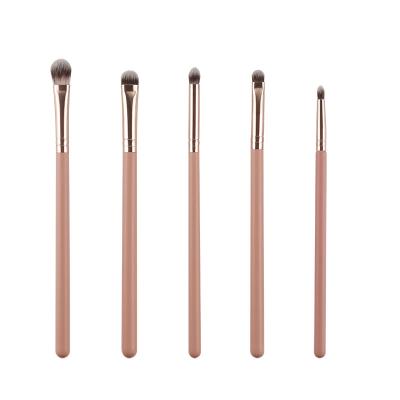 China 5pcs Eyeshadow Brush Set Classic Pink Wooden Handle Cruelty Free Customizable for sale
