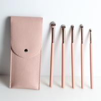 China 5pcs Eyeshadow Brush Set Classic Pink Wooden Handle Cruelty Free Customizable for sale