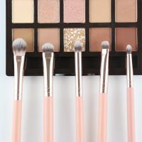 China 5pcs Eyeshadow Brush Set Classic Pink Wooden Handle Cruelty Free Customizable for sale