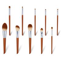 China Aluminum Ferrule 10 Piece Makeup Brush Set Vegan Synthetic Bristles High Gloss for sale