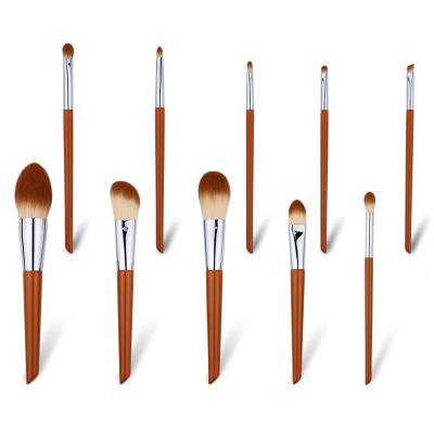 China Aluminum Ferrule 10 Piece Makeup Brush Set Vegan Synthetic Bristles High Gloss for sale