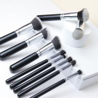 China Wholesale 10 Pcs Synthetic Hair Makeup Brush Set Black Wood Handle Vegan Brush Kit for sale