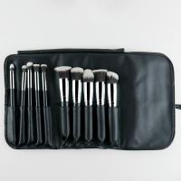 China Wholesale 10 Pcs Synthetic Hair Makeup Brush Set Black Wood Handle Vegan Brush Kit for sale