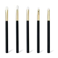 China 5Pcs Eye Makeup Brush Set Black Wooden Handle Synthetic Bristle Eyeliner Cosmetic for sale