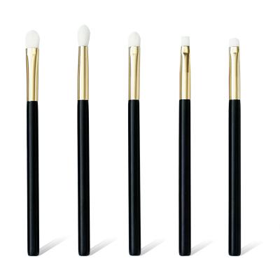 China 5Pcs Eye Makeup Brush Set Black Wooden Handle Synthetic Bristle Eyeliner Cosmetic for sale