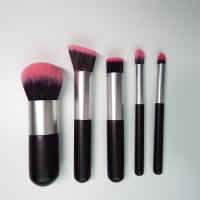 China 10 Piece Travel Makeup Brush Set Black Wooden Handle Synthetic Bristles for sale