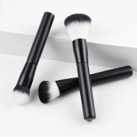 China Private Label Oval Makeup Brush Set 3Pcs Wooden Handle Aluminum Ferrule Black for sale