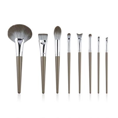 China Grey 8-Piece Makeup Brush Set Synthetic Hair Cruelty Free Vegan for sale