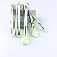 China Essential 6 Piece Makeup Brush Set Green Bristles Plastic Handle for sale