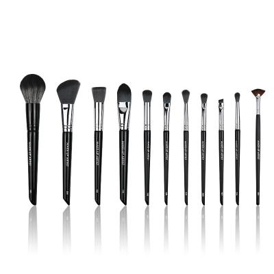 China Professional 11pcs Makeup Brush Set Full Face Synthetic Hair Black Copper Ferrule for sale