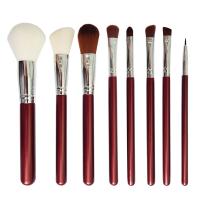 China 8pcs Synthetic Hair Makeup Brush Set with Aluminum Ferrule Wooden Handle and Bag for sale