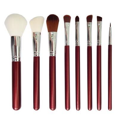 China 8pcs Synthetic Hair Makeup Brush Set with Aluminum Ferrule Wooden Handle and Bag for sale