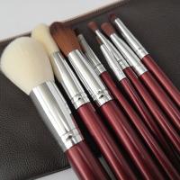 China 8pcs Synthetic Hair Makeup Brush Set with Aluminum Ferrule Wooden Handle and Bag for sale