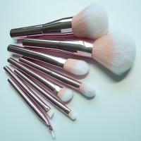 China 8 Piece Oval Makeup Brush Set Soft Vegan Bristles Pink Aluminum Handle for sale
