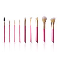 China OEM 9PCS Makeup Brush Set Low MOQ Vegan Pink Wood Handle Cosmetics Brushes for sale
