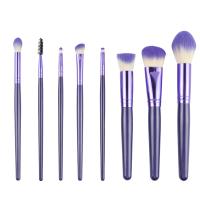 China 8Pcs Purple Wooden Handle Makeup Brush Set with High Flexibility Synthetic Bristles for sale