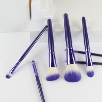 China 8Pcs Purple Wooden Handle Makeup Brush Set with High Flexibility Synthetic Bristles for sale