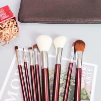 China 8 Piece Daily Makeup Brush Set Synthetic Hair Dark Red Wooden Handle Vegan Cosmetic Brushes for sale