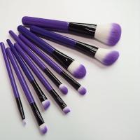 China 9 Pcs Dark Purple Makeup Brush Set Synthetic Hair Wooden Handle Face Eye Powder Foundation Brush for sale