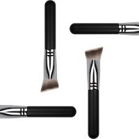 China Triangular Single Makeup Brush Angled Flat Bristle Synthetic Hair Copper Ferrule for Foundation for sale