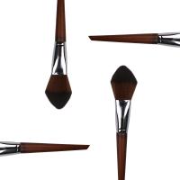 China Square Loose Powder Facial Makeup Brush Copper Ferrule Solid Wood Single for sale