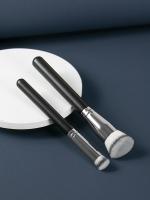 China Black Wooden Handle Makeup Brush Set 2Pcs Foundation Concealer Synthetic Hair for sale