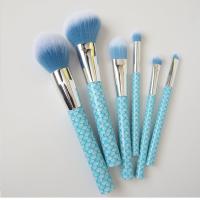 China Blue Ocean 6-Piece Cosmetic Brush Set Fish Scale Patterned Handle Synthetic Hair for sale