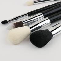 China 6Pcs Black Plastic Handle Makeup Brush Set with High Glossy Silver Ferrule Synthetic Bristles for sale