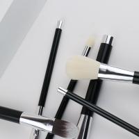 China 6Pcs Black Plastic Handle Makeup Brush Set with High Glossy Silver Ferrule Synthetic Bristles for sale