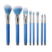 China 8pcs Makeup Brush Set With Blue Plastic Handle Portable Beauty Tool for sale
