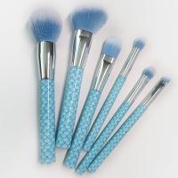 China 6PCS Blue Plastic Handle Makeup Brush Set Synthetic Fiber Vegan Cosmetic Brushes for sale