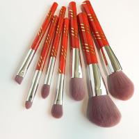 China 7PCS Red Plastic Handle Makeup Brush Set with Synthetic Hair for Powder and Liquid Foundation for sale