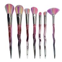China 7pcs Gradient Plastic Handle Makeup Brush Set Colorful Synthetic Hair ISO9001 for sale