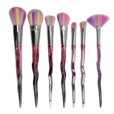 China 7pcs Gradient Plastic Handle Makeup Brush Set Colorful Synthetic Hair ISO9001 for sale
