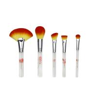 China 5-Piece Cosmetic Brush Set Transparent Resin Handle with Real Flower Vegan Synthetic Hair for sale