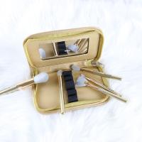 China 5pcs Mini Travel Makeup Brush Set with Portable Cosmetic Bag Vegan Synthetic Hair for sale