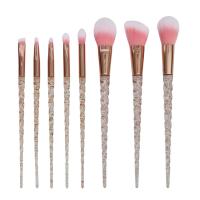 China 8PCS Makeup Brush Set Pink Glitter Plastic Handle Synthetic Hair Cosmetic Brushes for sale