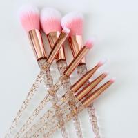 China 8PCS Makeup Brush Set Pink Glitter Plastic Handle Synthetic Hair Cosmetic Brushes for sale