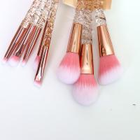 China 8PCS Makeup Brush Set Pink Glitter Plastic Handle Synthetic Hair Cosmetic Brushes for sale