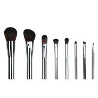China 8 Piece Oval Makeup Brush Set Vegan Synthetic Bristles Aluminum Handle for sale