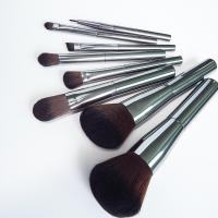 China 8 Piece Oval Makeup Brush Set Vegan Synthetic Bristles Aluminum Handle for sale