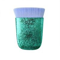 China Foundation Face Kabuki Brush Glitter Blue Round Shaped Plastic Handle for sale