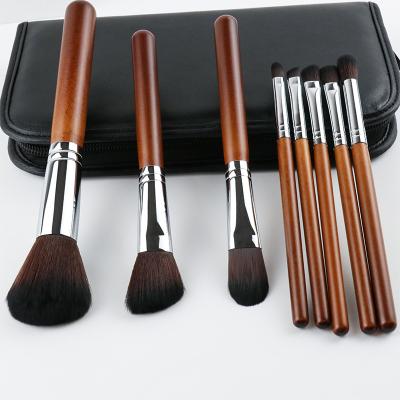 China 8PCS Wooden Handle Makeup Brush Set Synthetic Fiber Cosmetic Brushes Private Label for sale