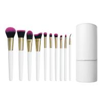China 10Pcs Luxury Cosmetic Makeup Brush Set White Wooden Handle Custom Logo Foundation for sale