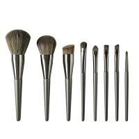 China 8PCS Gun Metal Wooden Handle Makeup Brush Set Synthetic Bristle Face Eye Cosmetic for sale